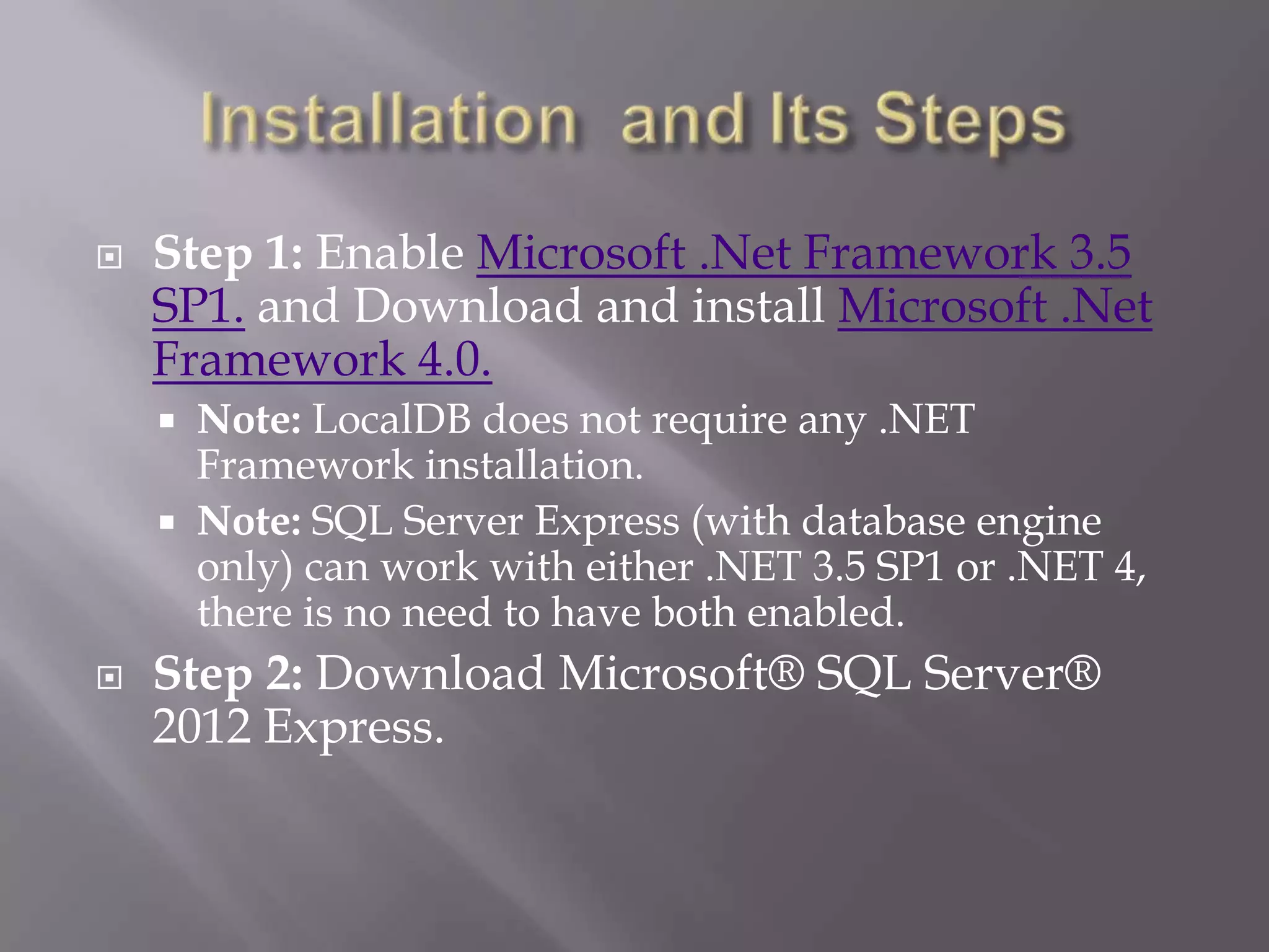 Developers' New features of Sql server express 2012 | PPT