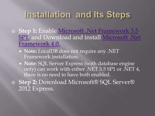 Developers' New features of Sql server express 2012 | PPT