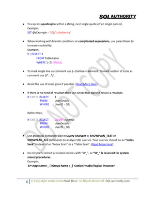 Sql server guidelines | PDF
