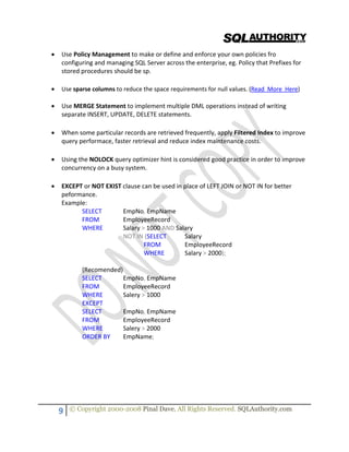 Sql server guidelines | PDF