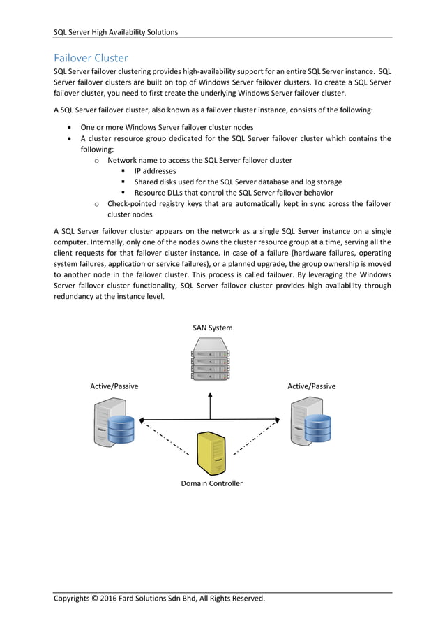 SQL Server High Availability Solutions (Pros & Cons) | PDF