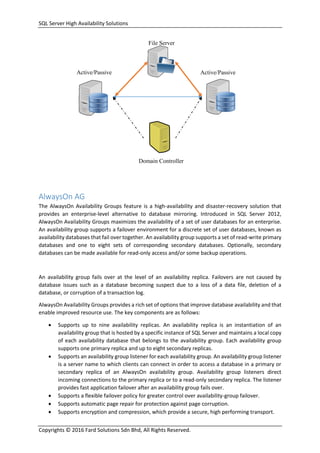 SQL Server High Availability Solutions (Pros & Cons) | PDF