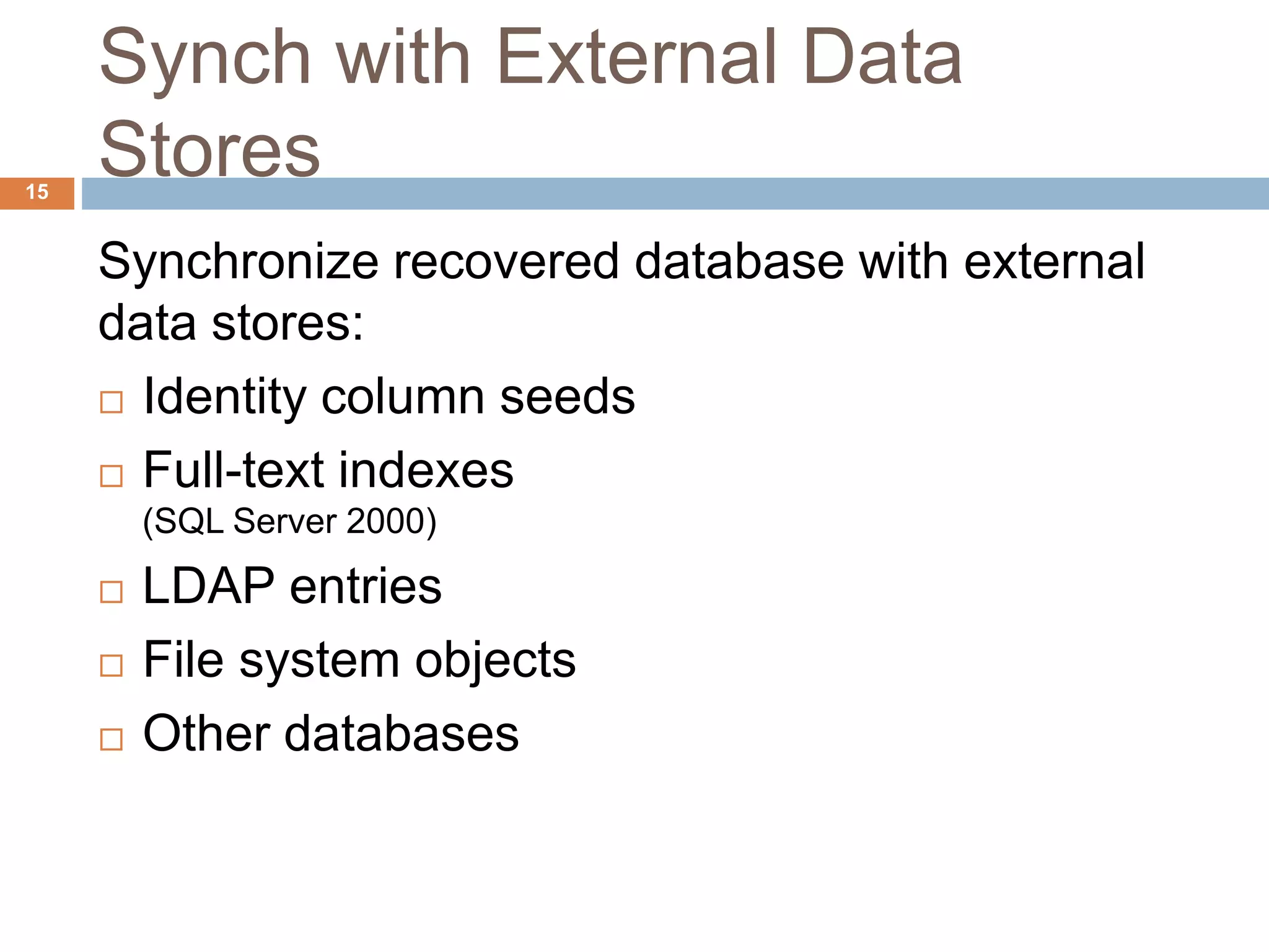 SQL Server High Availability and Disaster Recovery | PPTX | Databases | Computer Software and ...