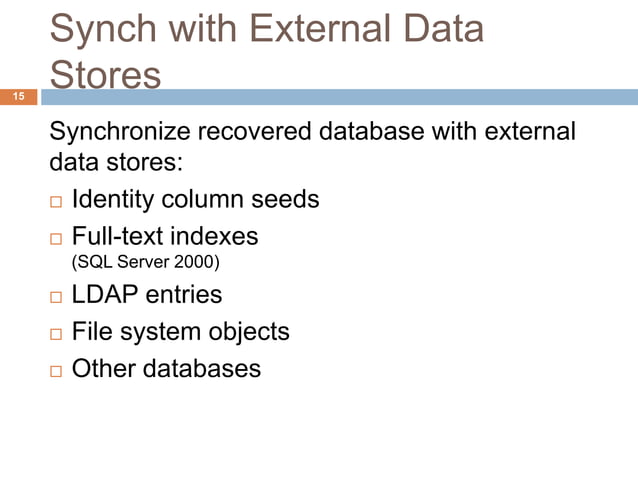 SQL Server High Availability and Disaster Recovery | PPTX | Databases | Computer Software and ...