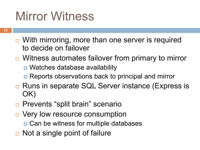SQL Server High Availability and Disaster Recovery | PPTX | Databases ...