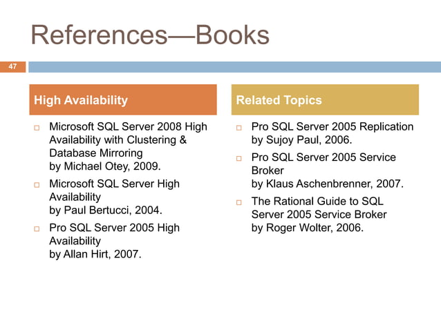 SQL Server High Availability and Disaster Recovery | PPTX | Databases ...