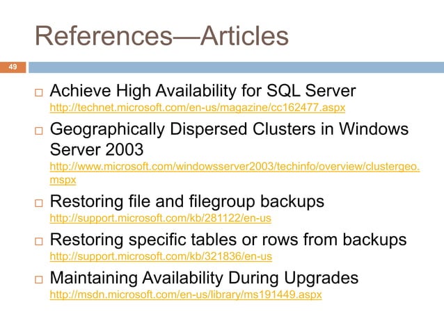 Sql Server High Availability And Disaster Recovery Ppt 