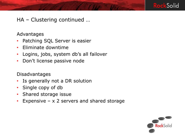 Sql Server High Availability & DR Technologies | PPT