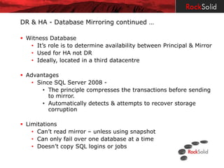 Sql Server High Availability & DR Technologies | PPTX | Databases | Computer Software and ...