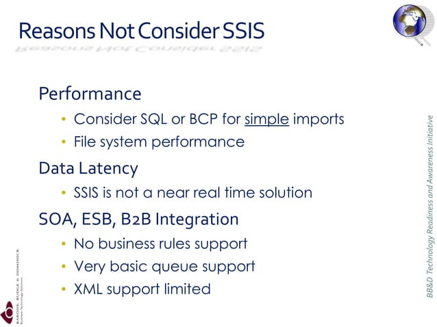 SQL Server Integration Services | PPTX | Databases | Computer Software and Applications
