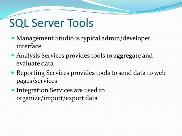 Sql Server Intro Pptx Databases Computer Software And Applications