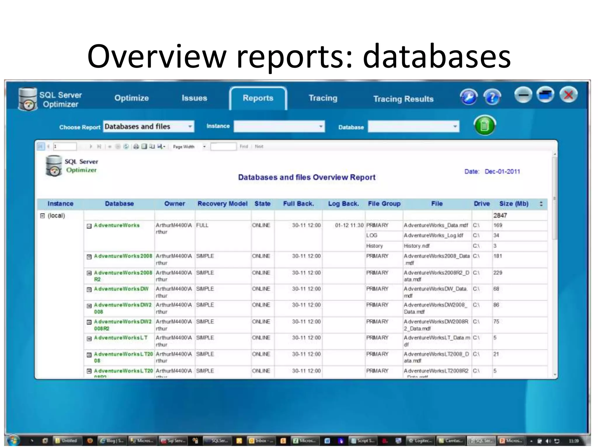 Sql Server Optimizer Screenshots | PPT