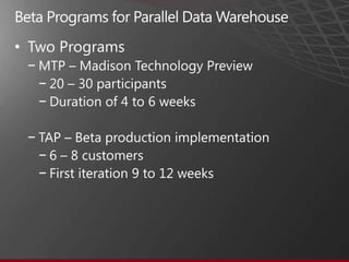 Microsoft SQL Server - Parallel Data Warehouse Presentation | PPT