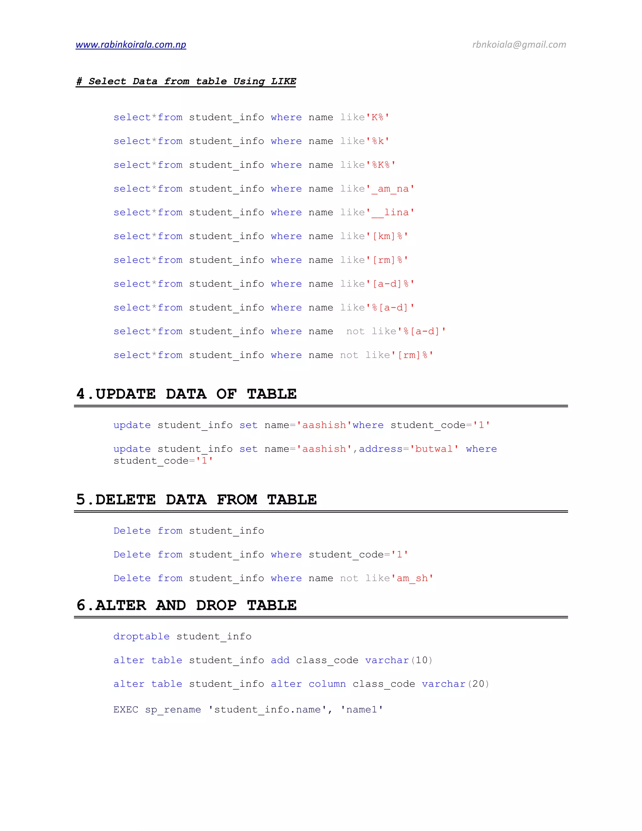 Sql server query collection | PDF