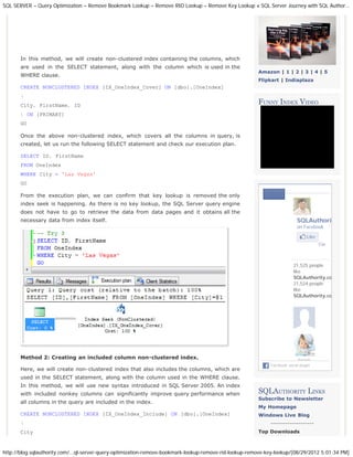 Sql server – query optimization – remove bookmark lookup – remove rid lookup | PDF | Databases ...