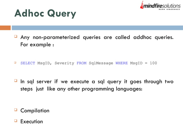 Sql Server Query Parameterization | PPT