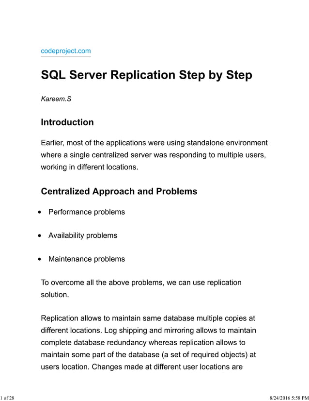 Sql Server Replication Step By Step Pdf