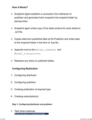 Sql server replication step by step | PDF