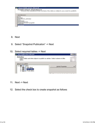 Sql server replication step by step | PDF