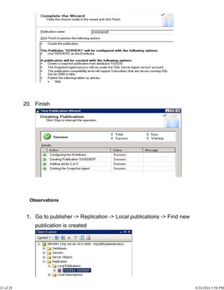 Sql server replication step by step | PDF