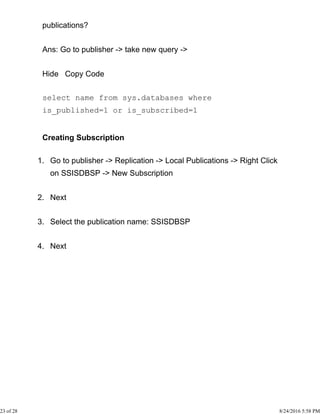 Sql server replication step by step | PDF