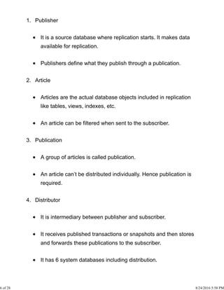 Sql server replication step by step | PDF