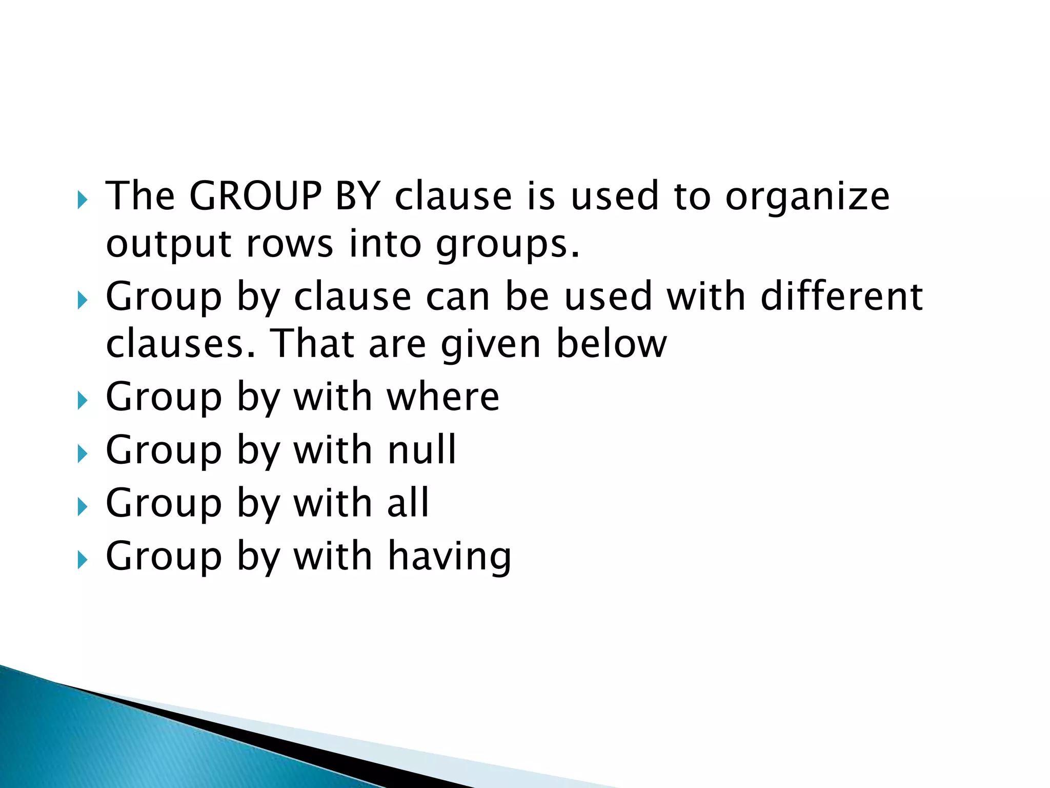Sql server ___________session_10(group by clause) | PPTX