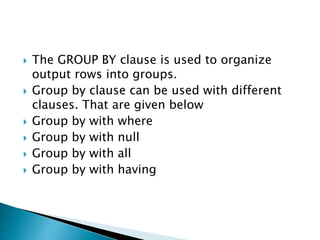 Sql server ___________session_10(group by clause) | PPTX