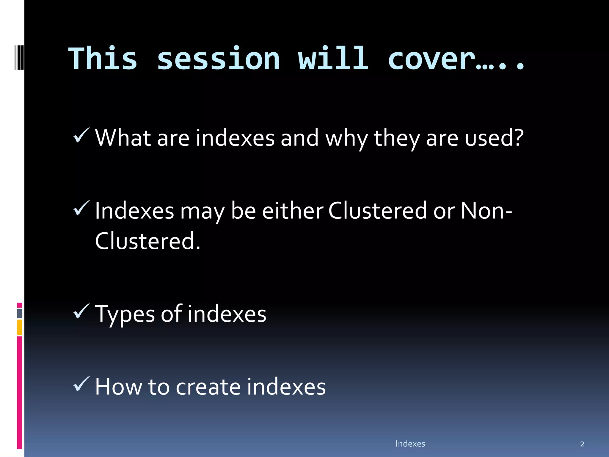 Sql server ___________session_17(indexes) | PPT