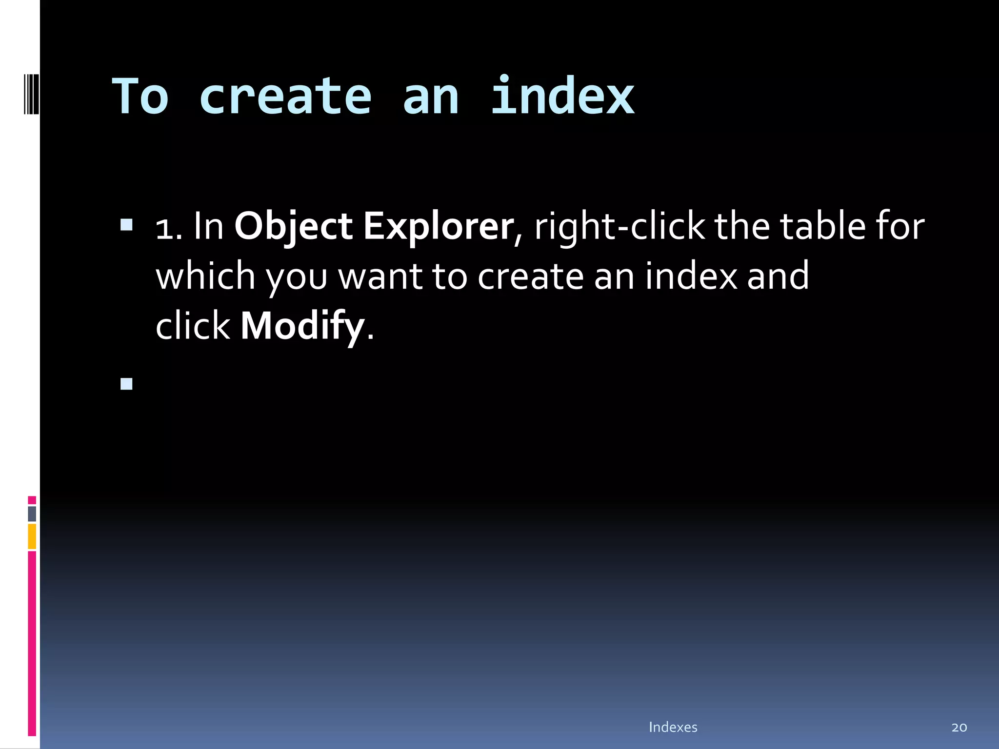 Sql server ___________session_17(indexes) | PPT