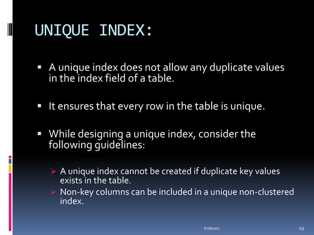 Sql server ___________session_17(indexes) | PPT