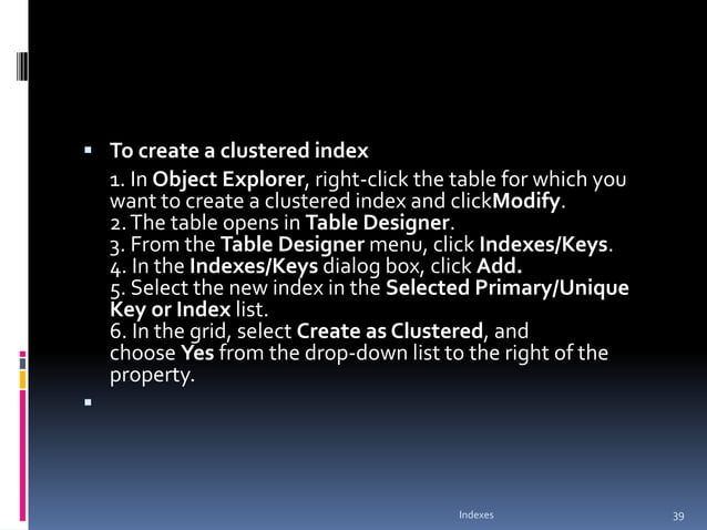 Sql server ___________session_17(indexes) | PPT