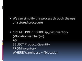 Sql server ___________session_18(stored procedures) | PPTX