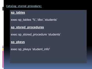 Sql server ___________session_18(stored procedures) | PPTX