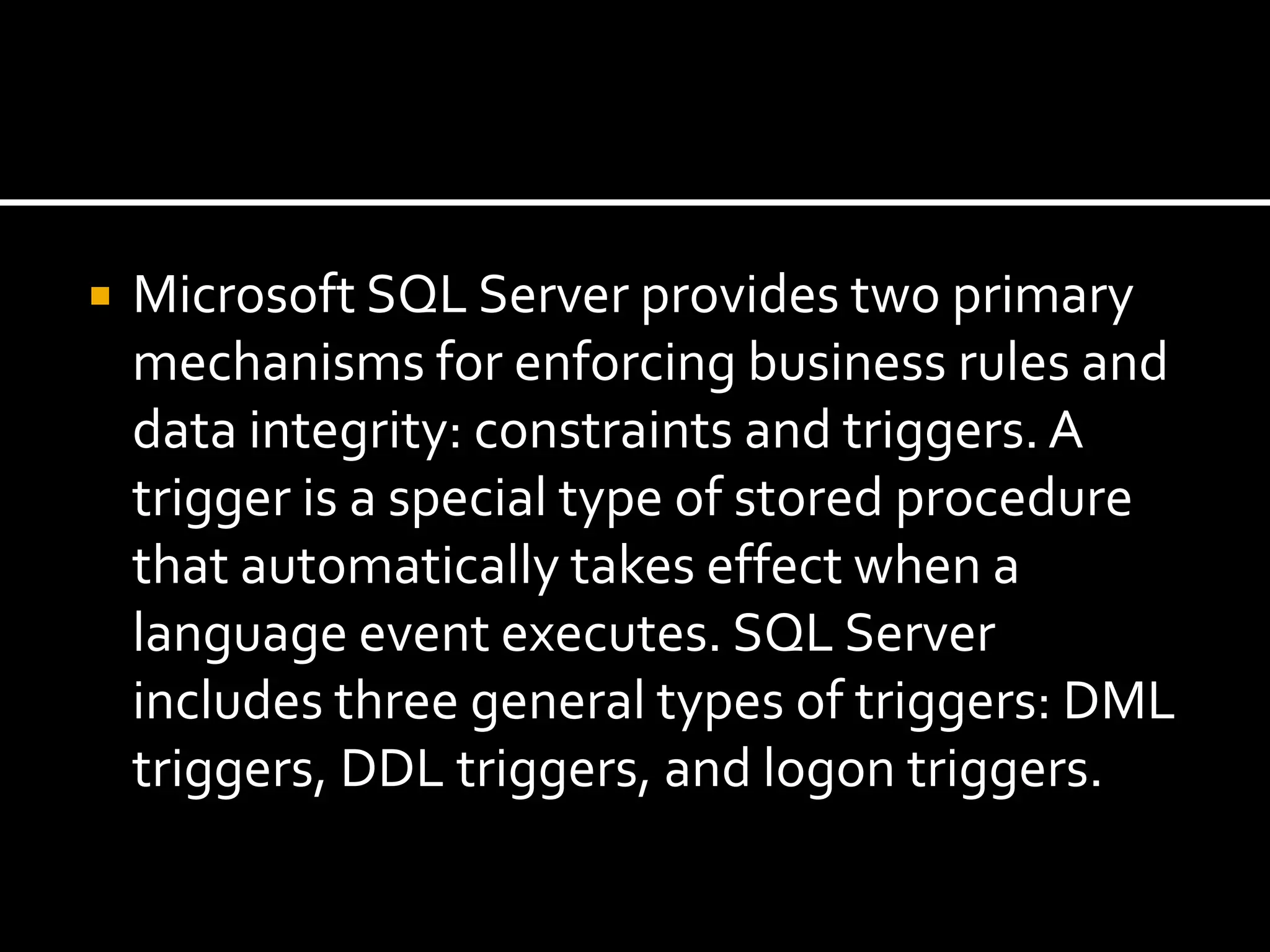 Sql server ___________session_19(triggers) | PPTX | Databases | Computer Software and Applications