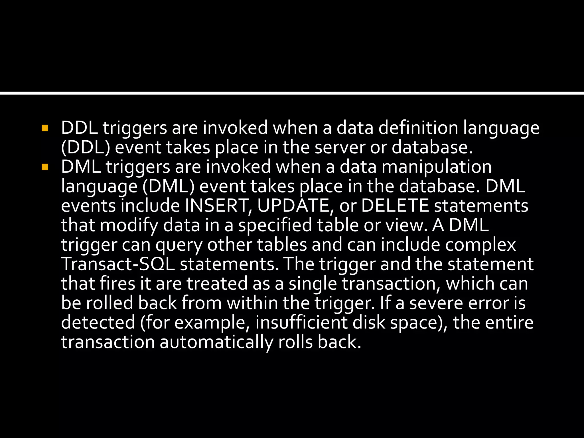 Sql server ___________session_19(triggers) | PPTX | Databases | Computer Software and Applications