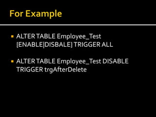 Sql server ___________session_20(ddl triggers) | PPT
