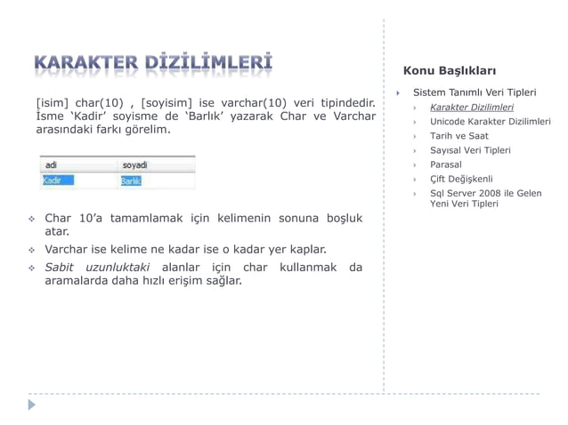 Sql server veri tipleri | PPTX