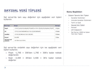Sql server veri tipleri | PPTX