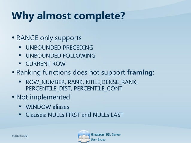 Sql Server Windowing Functions