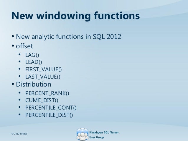 Sql Server Windowing Functions