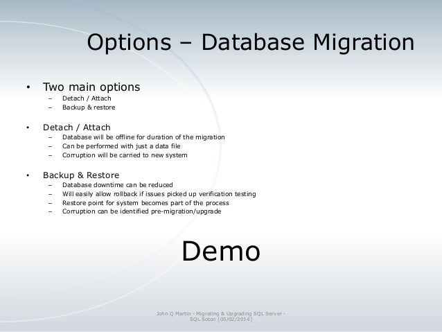 Upgrading & Migrating SQL Sever - Southampton SQL Server user group 0… Upgrading & Migrating SQL Sever - Southampton SQL Server user group 0…