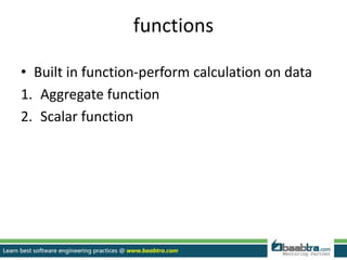 Sql statement,functions and joins | PPT