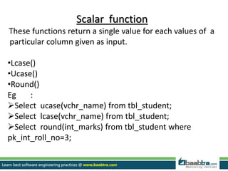 Sql statements , functions & joins | PPT