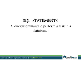 Sql statements , functions & joins | PPT