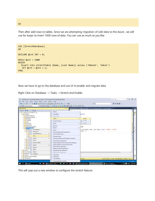 Backup your tables to SQL Azure using SQL Stretch | DOCX