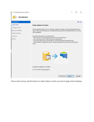 Backup your tables to SQL Azure using SQL Stretch | DOCX