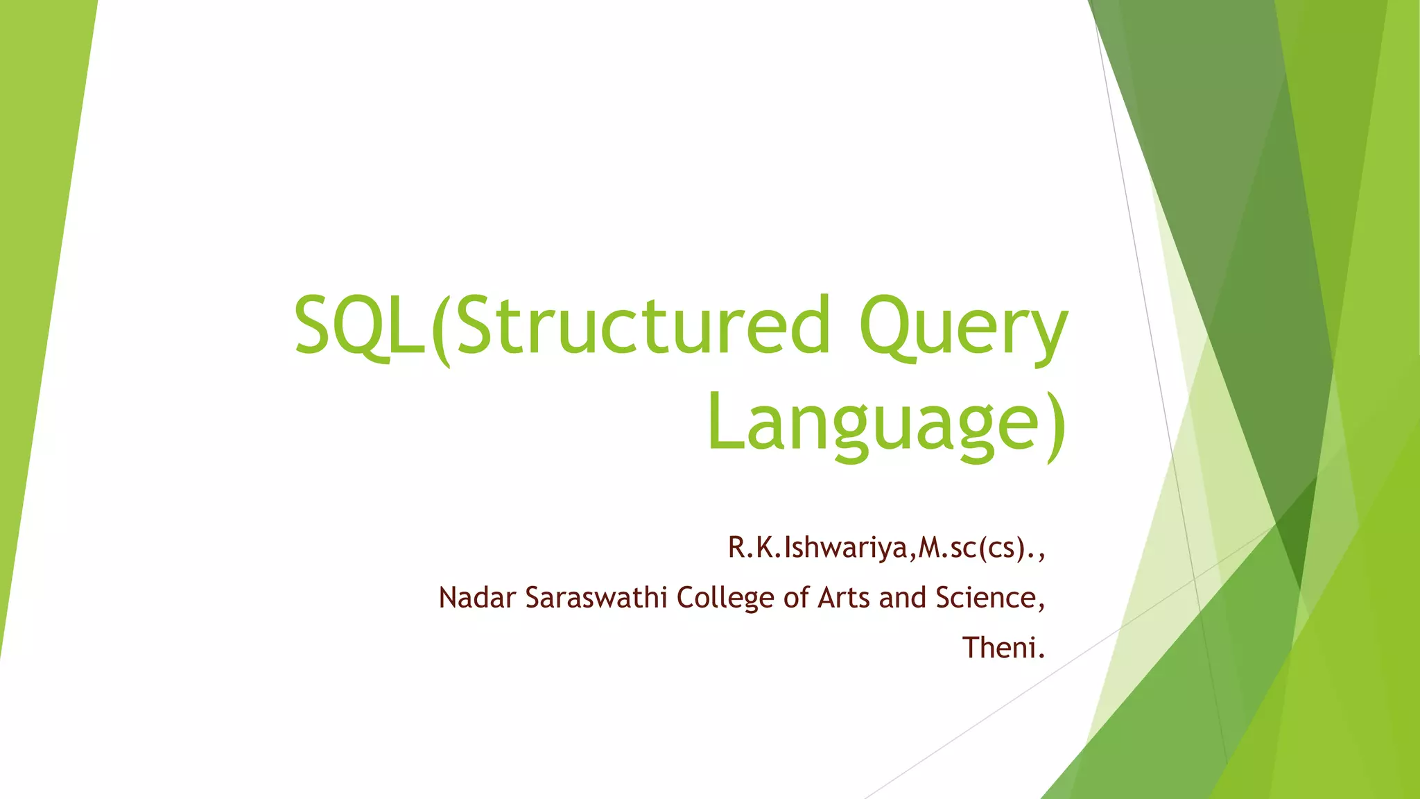 Sql Structured Query Language Ppt