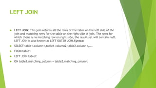 Sql(structured query language) | PPTX