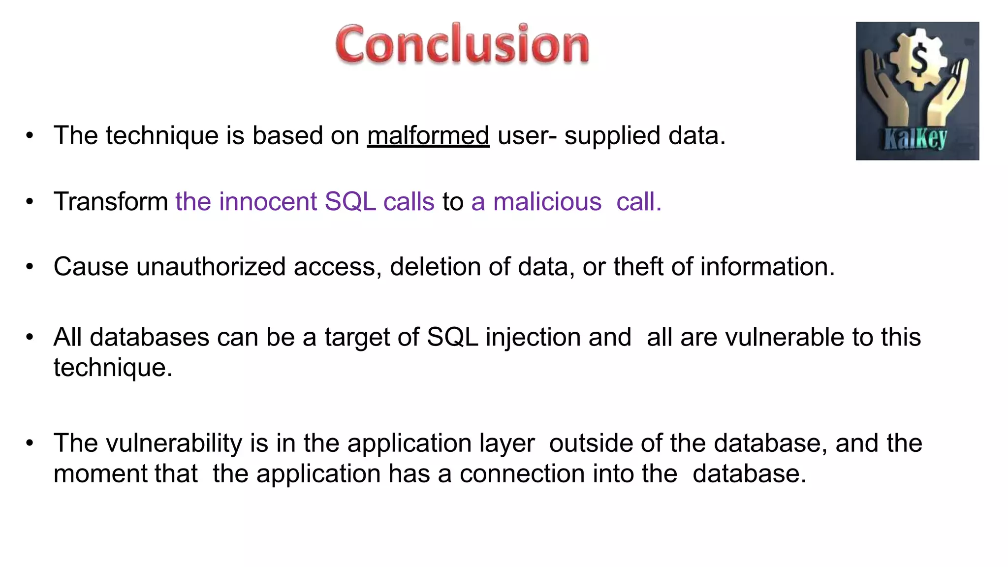 Sql Injection | PPTX | Databases | Computer Software and Applications